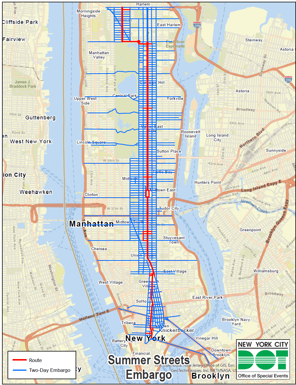 NYC 2024 Summer Streets Construction Embargo: July 25th - August 17th
